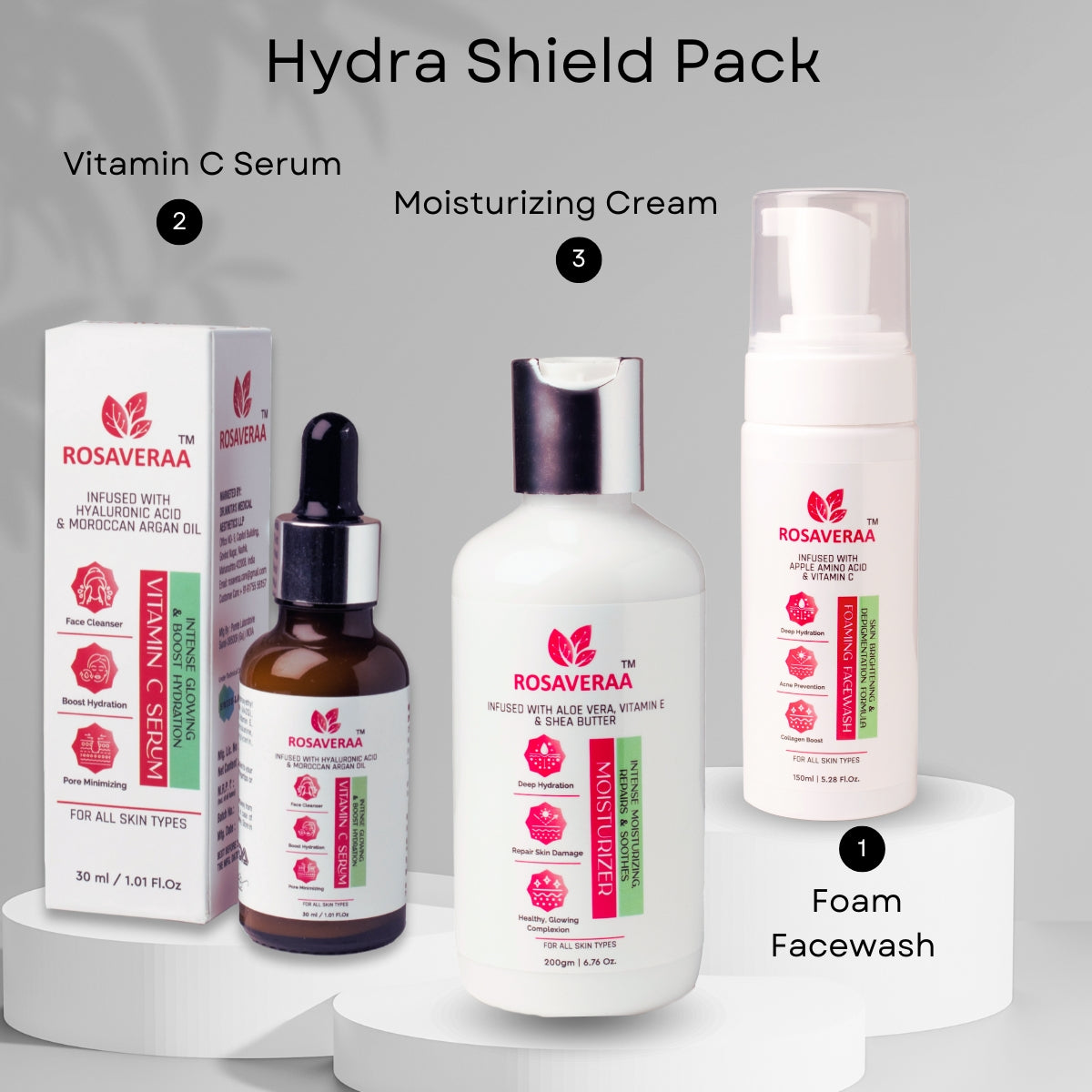 Rosaveraa Hydra Shield Skincare Pack | Moisturizer + Vitamin C Serum ...